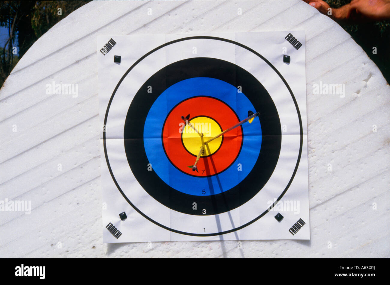 archery target butt with arrows editorial use only Stock Photo - Alamy
