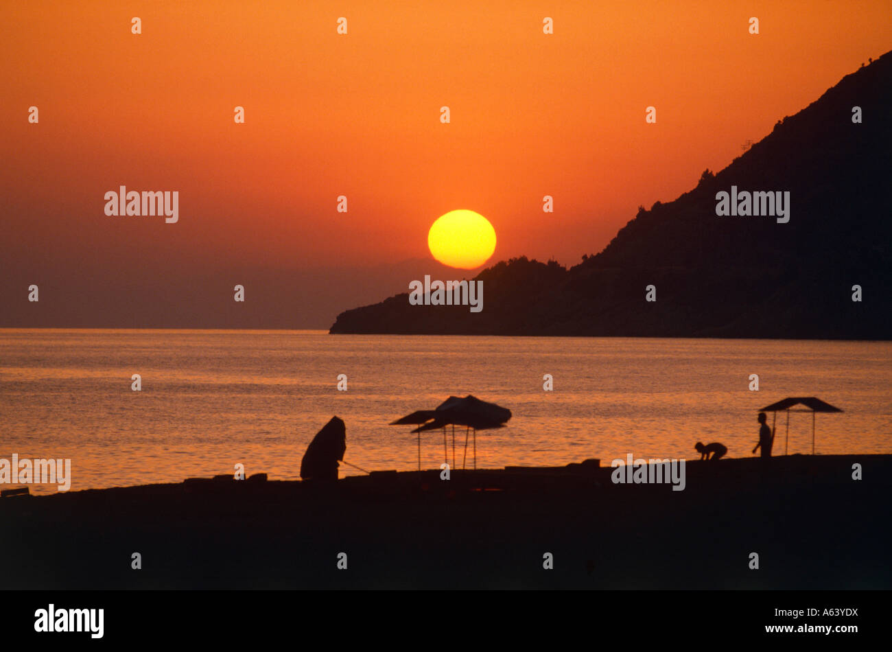 beach at sunset resort of alanya region of turkish riviera turkey Stock ...