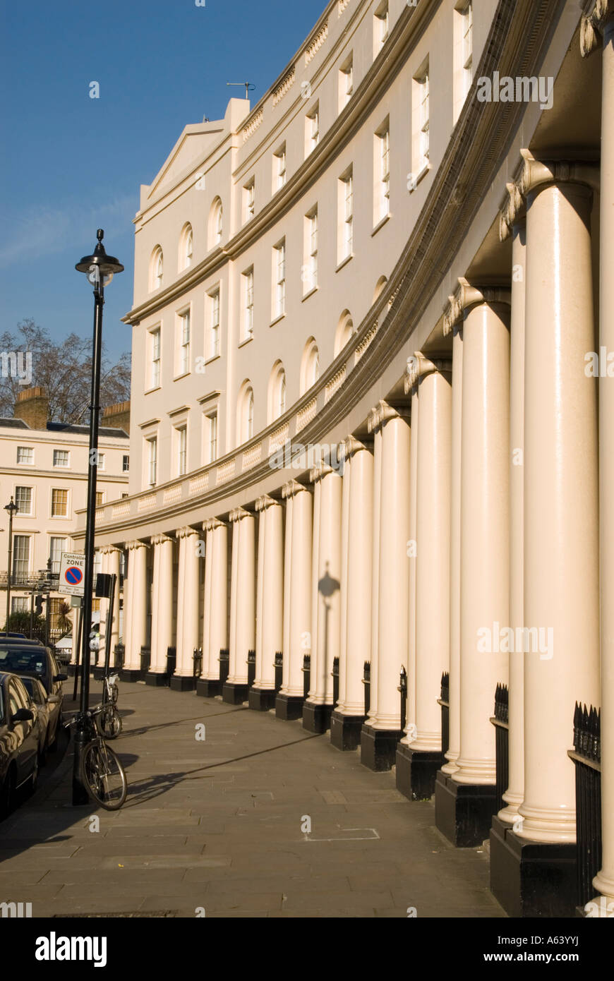 Colonnade designed by architect John Nash in Park Crescent, London ...