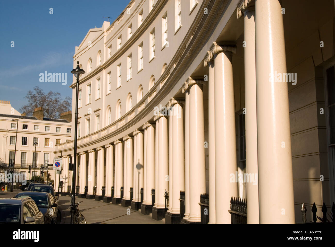 Colonnade designed by architect John Nash in Park Crescent, London ...