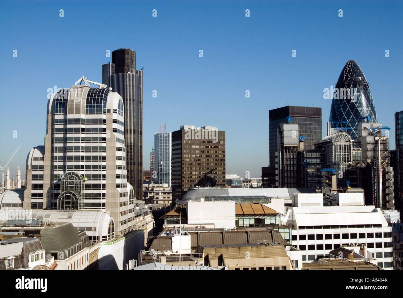 View of tall buildings of the City of London England UK Stock Photo - Alamy