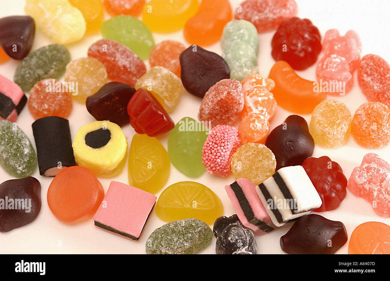 Close up of Assorted jelly Selection of Sweets fruit pastilles Stock ...