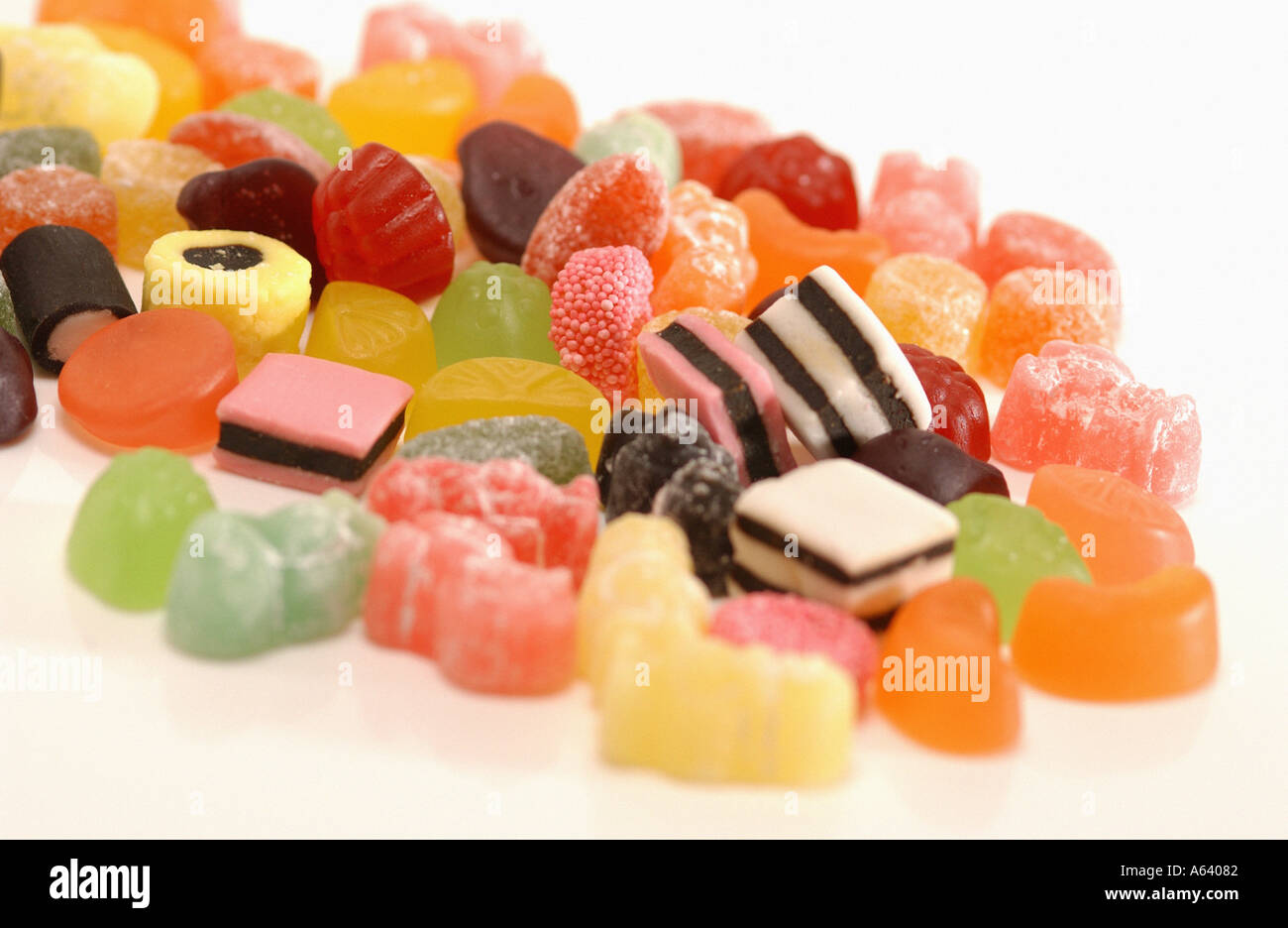 Close up of Assorted jelly Selection of Sweets fruit pastilles Stock ...