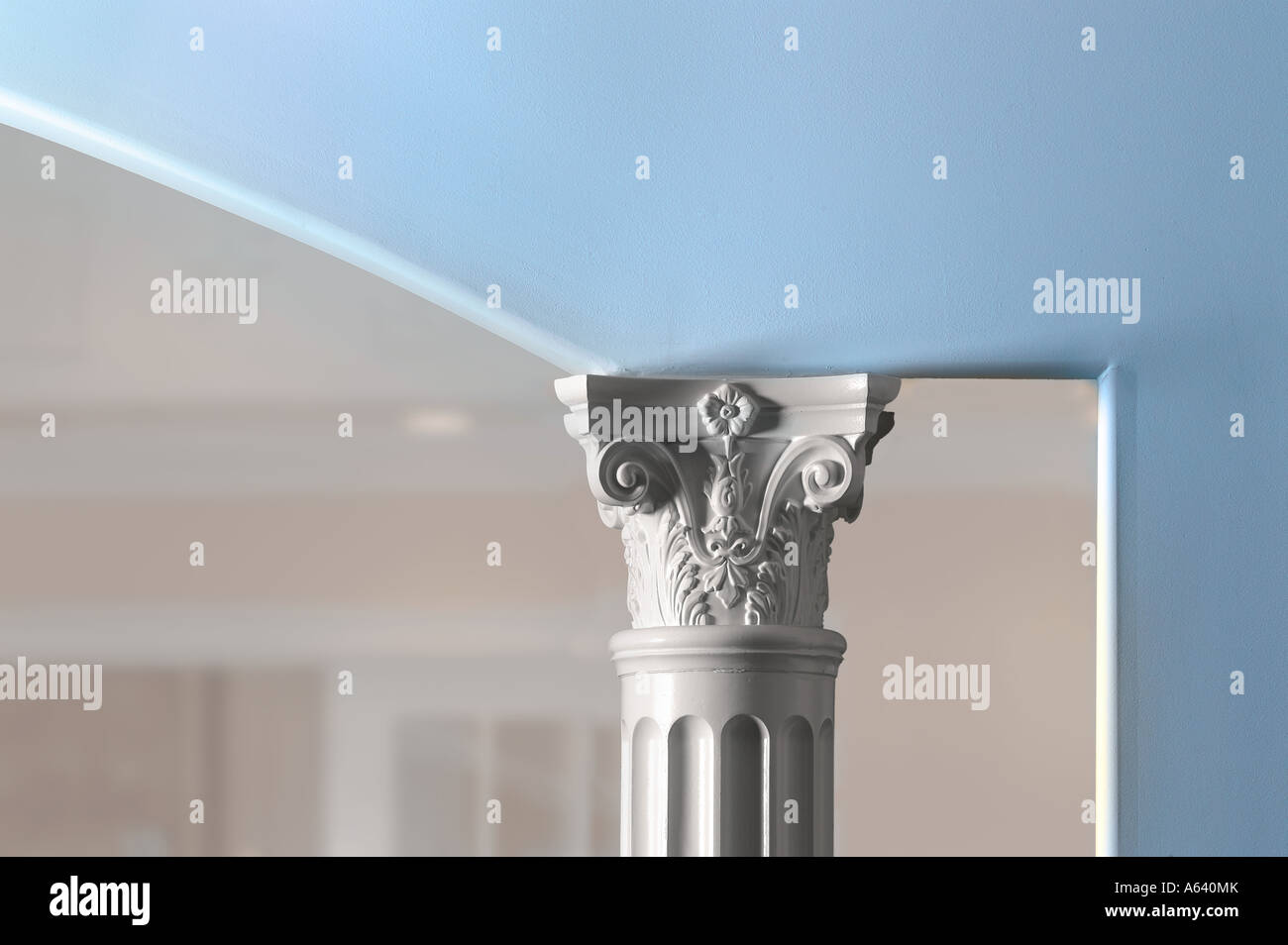 Architectural Detail Of Corinthian Column Inside Home, USA Stock Photo ...