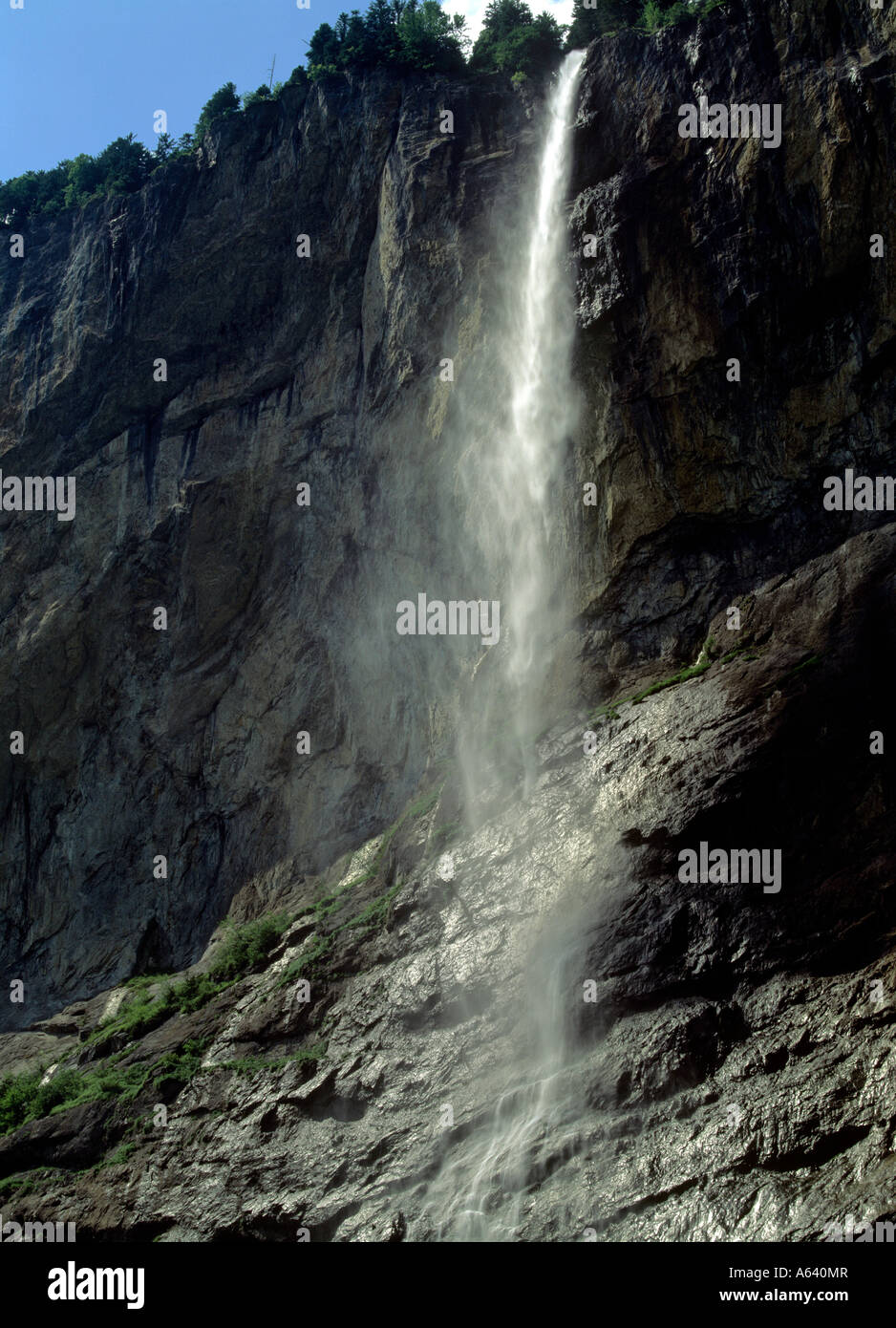staubbach fall at lauterbrunnen valley region of bernese highland swiss ...