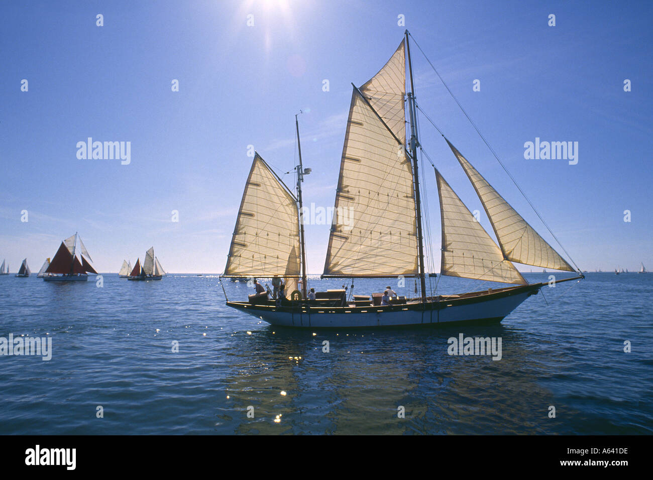 Gaff Rigged Sailing Boats off Dartmouth UK Stock Photo - Alamy