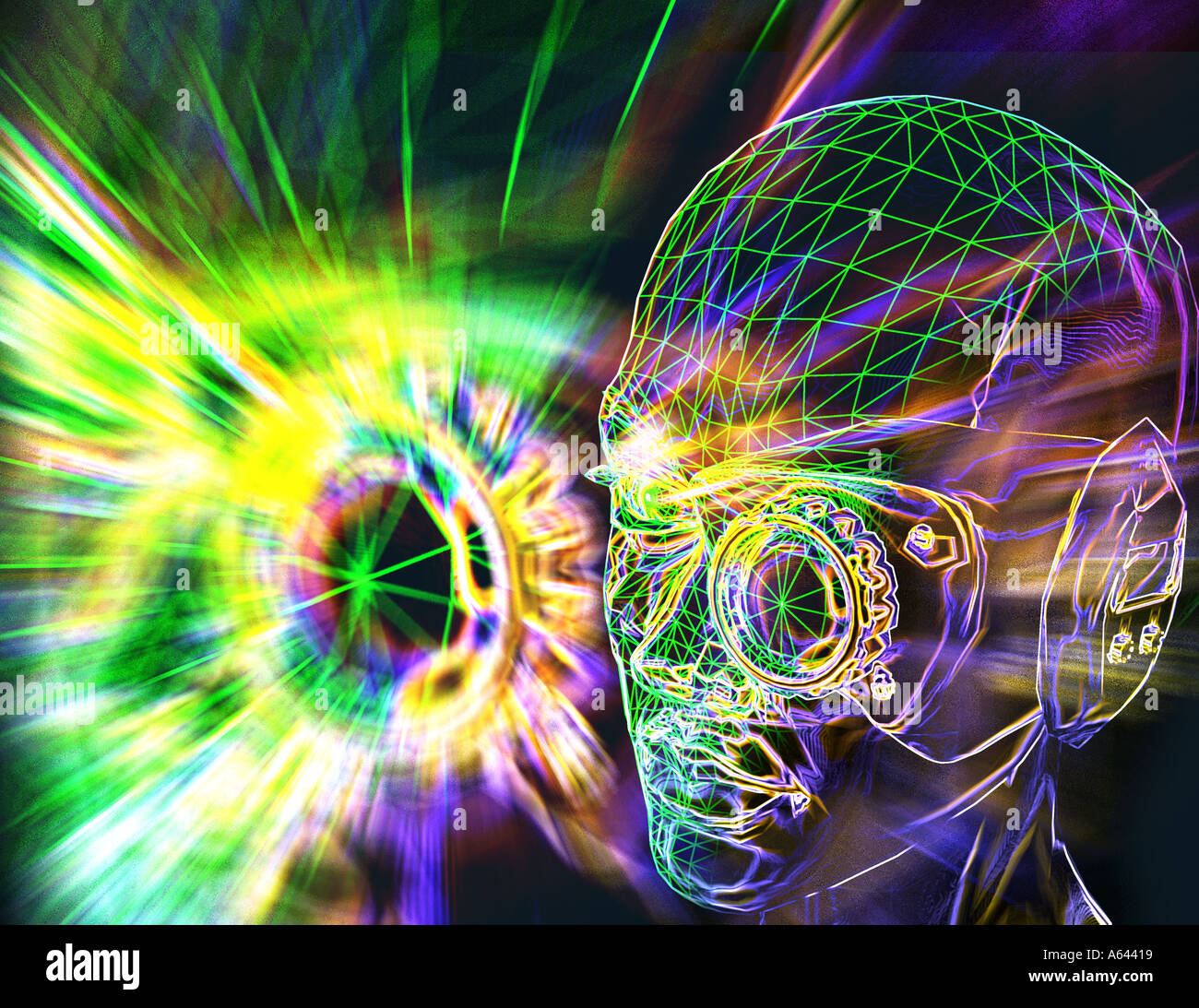 abstract wire frame illustration of a 3D robot Stock Photo - Alamy