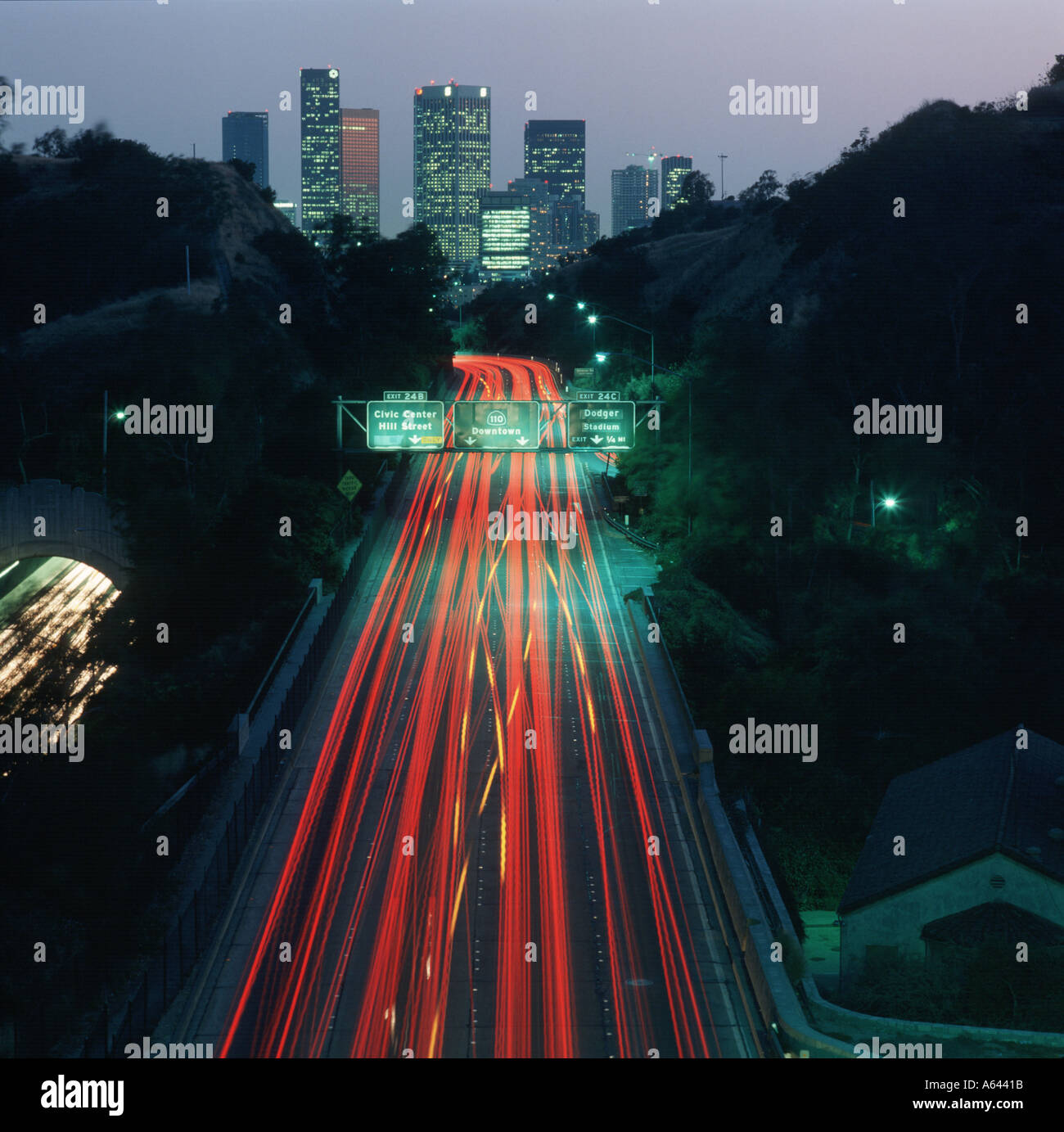 Los Angeles California freeway at night Stock Photo - Alamy