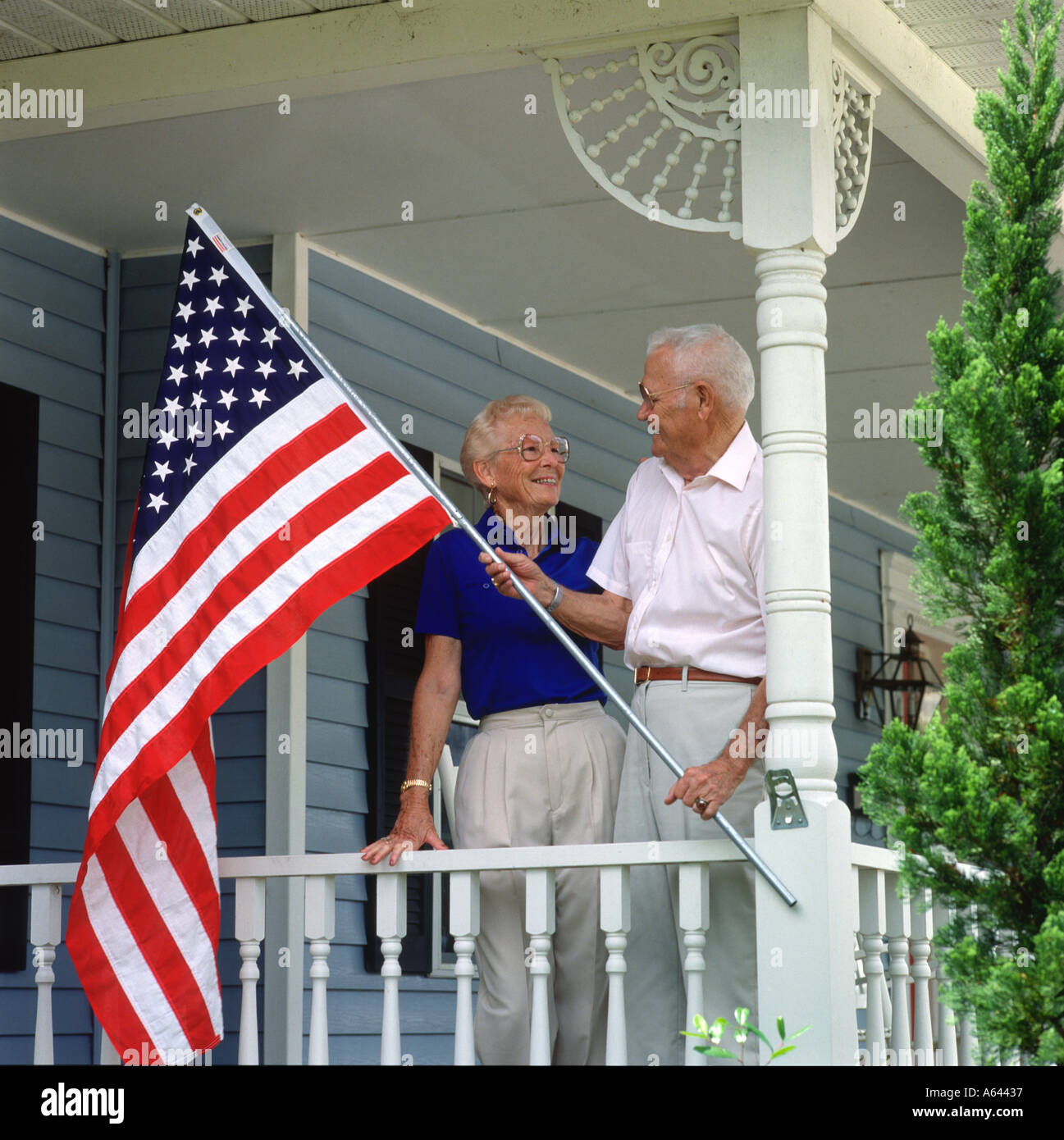 Mature couple and flag Stock Photo - Alamy