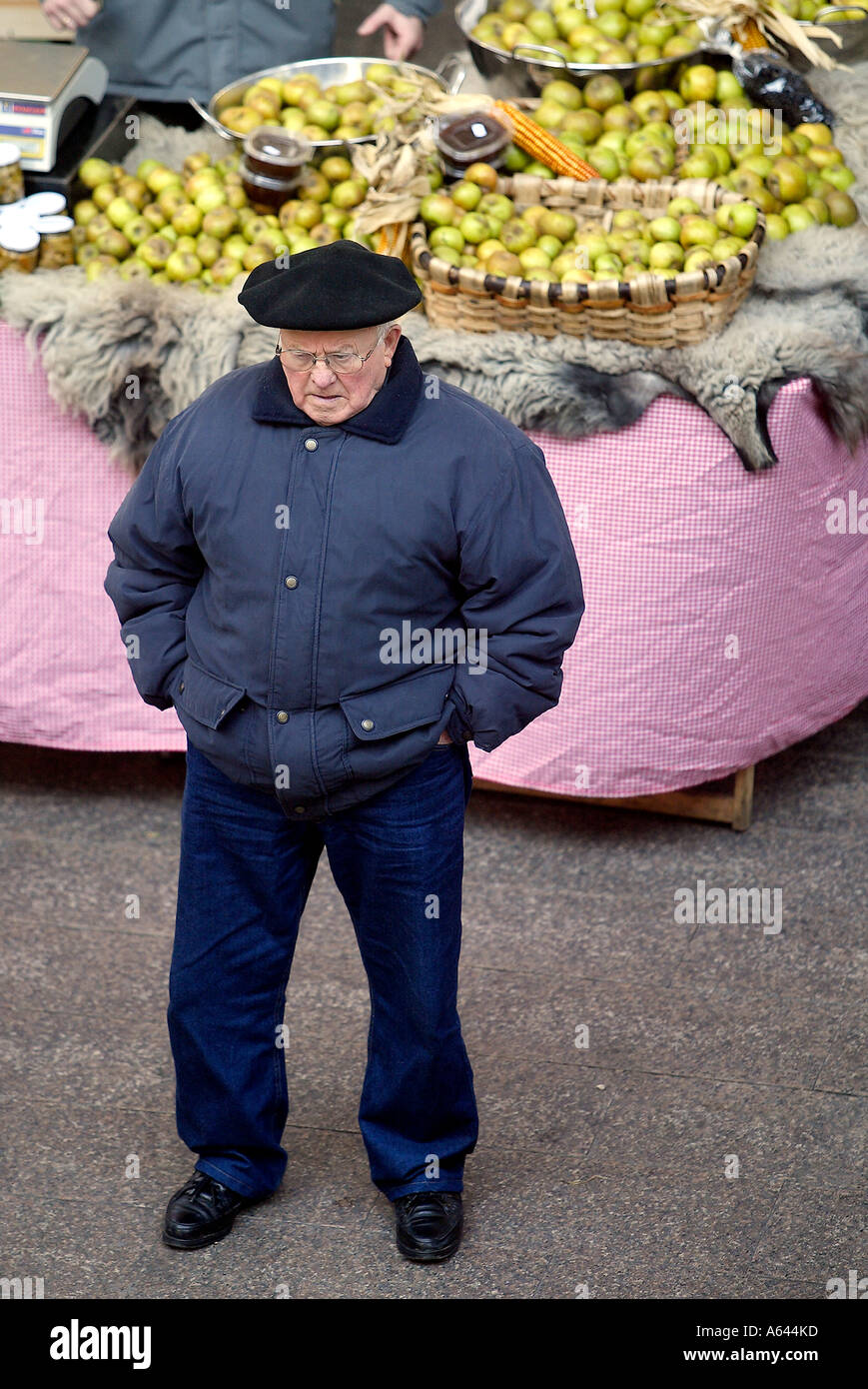 A TYPICAL BASQUE IN A TYPICAL MARKET IN ORDIZIA GUIPUZCOA EUZKADI ...