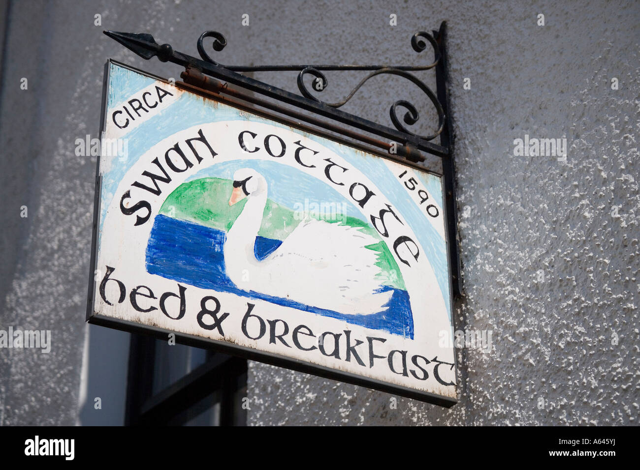 Swan Cottage sign in Conway,North Wales, United Kingdom Stock Photo - Alamy