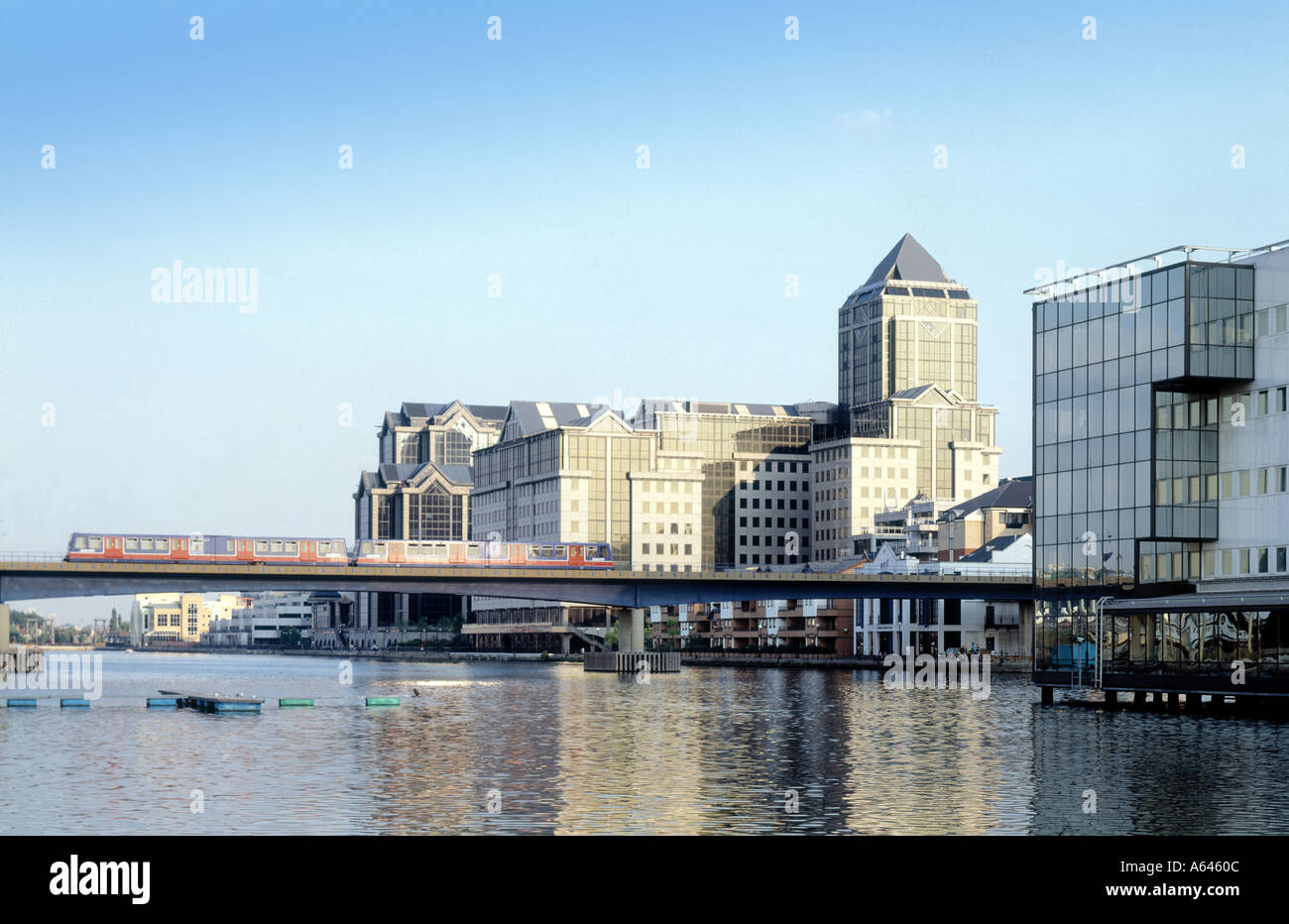 South Quay with Docklands railway Stock Photo - Alamy