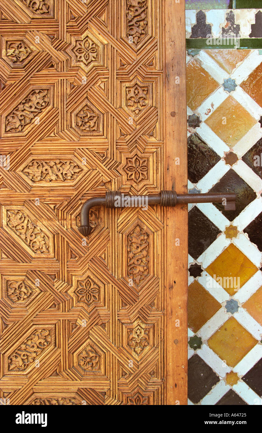 Door and wall detail Alhambra Granada Spain Stock Photo - Alamy