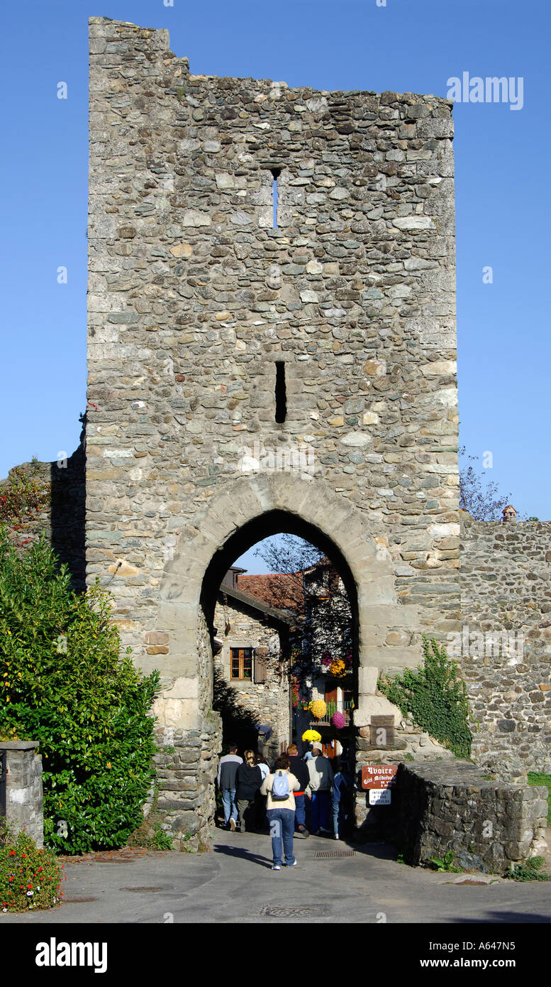 Medieval town gate in Yvoire Haute-Savoie France Stock Photo - Alamy
