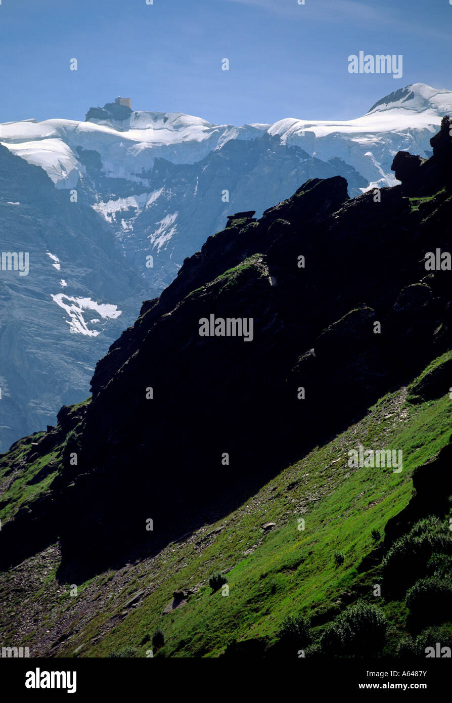 view from mount tschuggen to mount jungfrau region of bernese highland ...