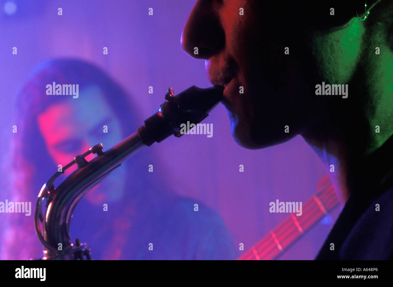 Jazz saxaphone player Stock Photo - Alamy