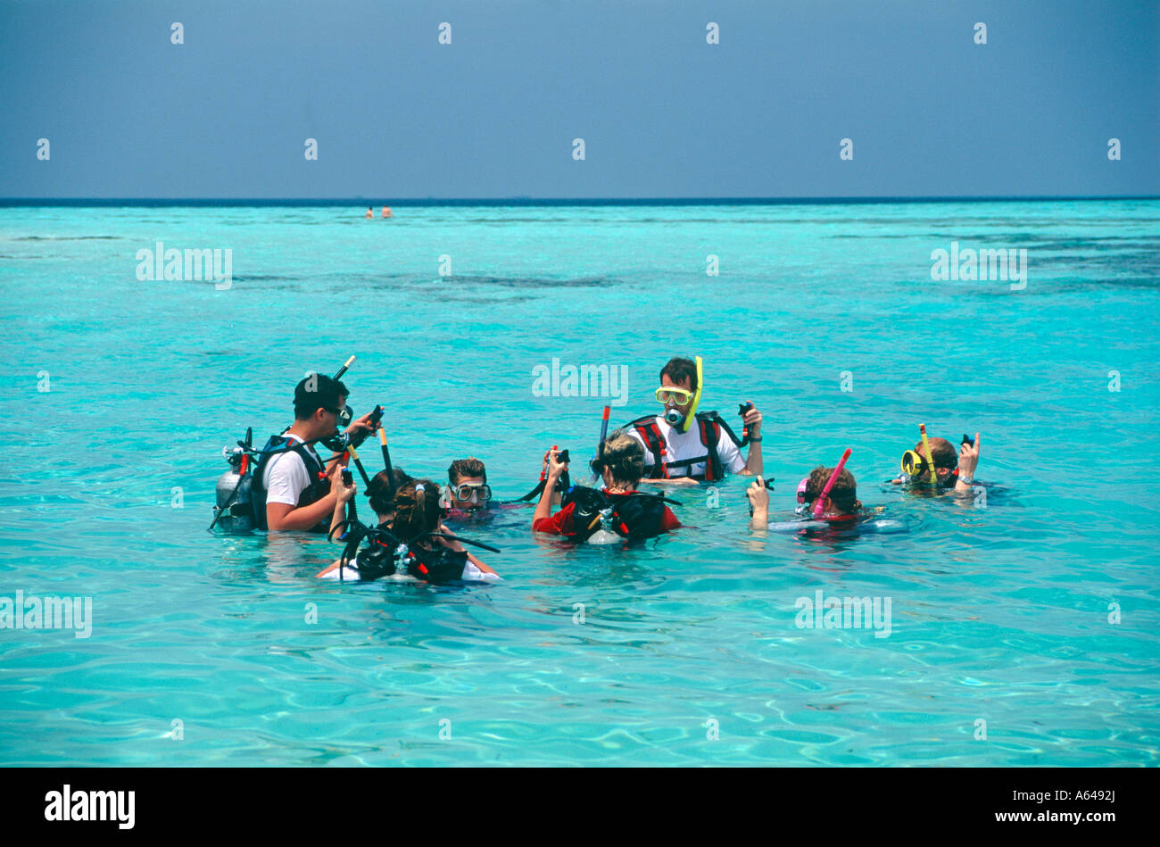 diving school island of villivaru maldives Stock Photo - Alamy