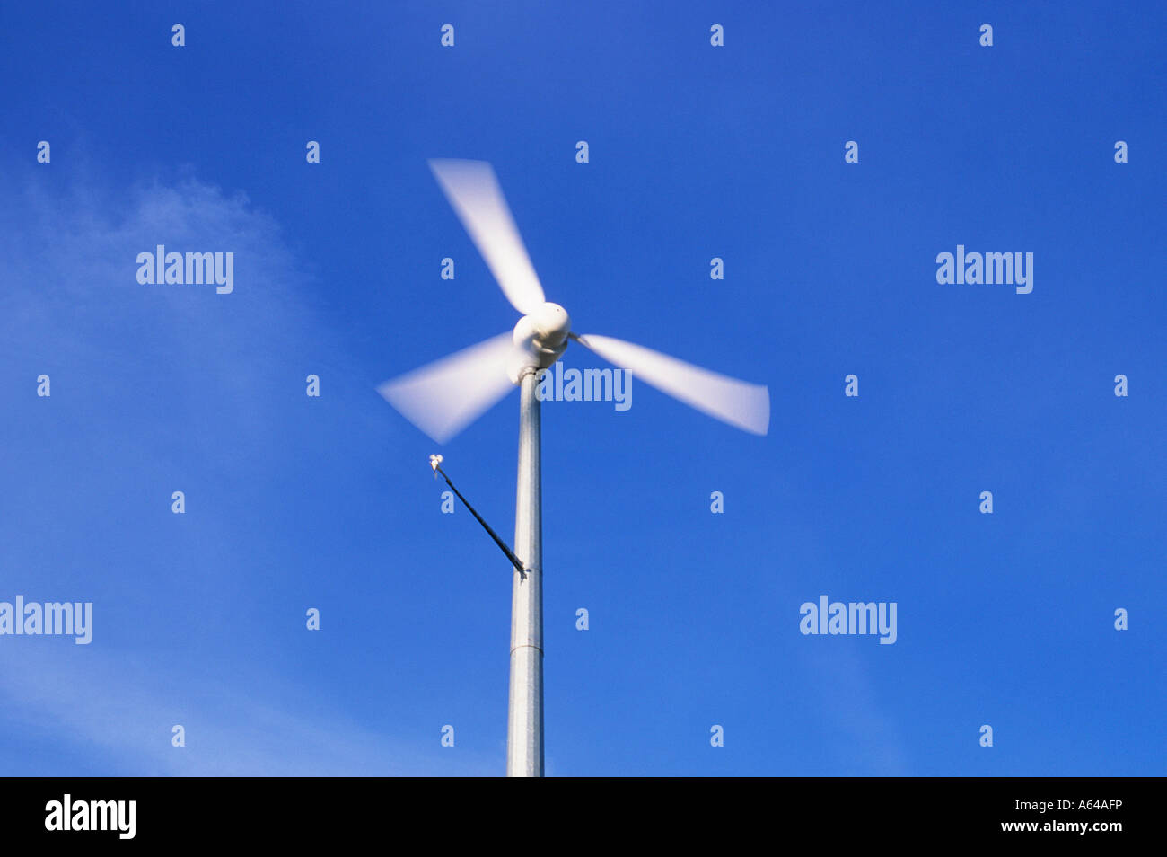 Small Wind Turbine in Motion located in Bourne, Cape Cod USA on a clear ...