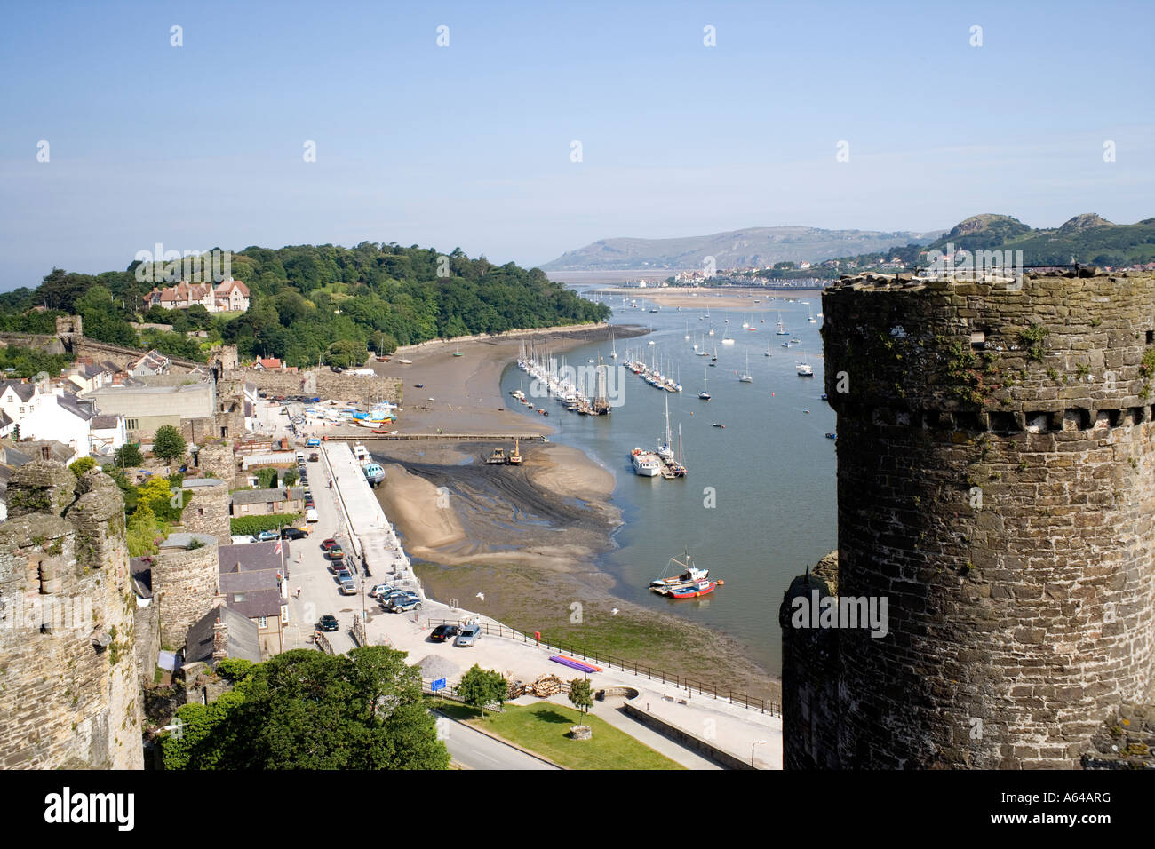 Conway harbour from the castle, Conway,North Wales, United Kingdom ...