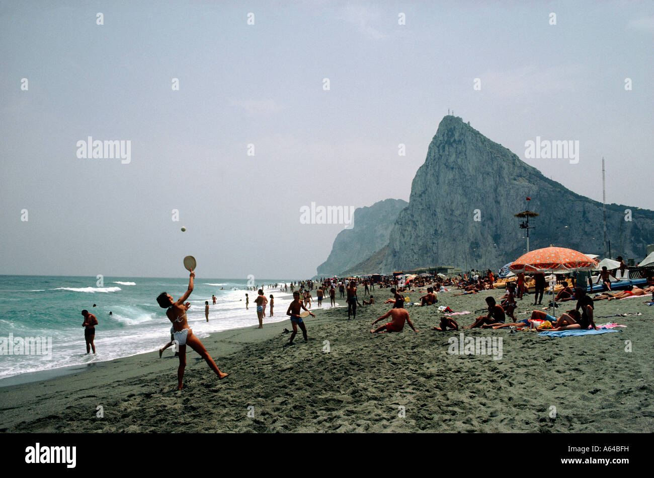 beachscene at town of la linea coast costa del sol region of andalucia ...