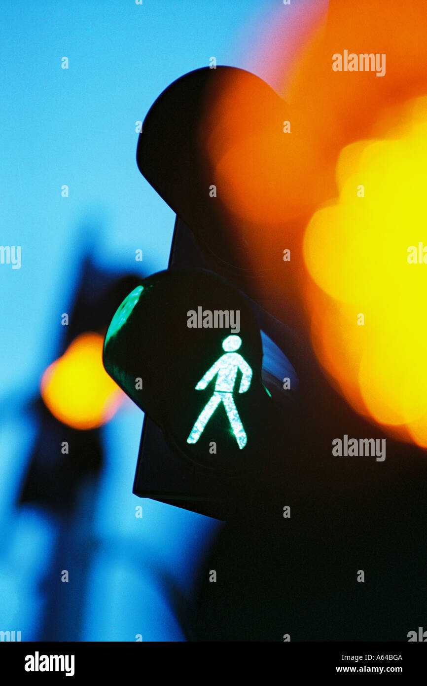 Orange light pedestrian traffic-lights Stock Photo - Alamy