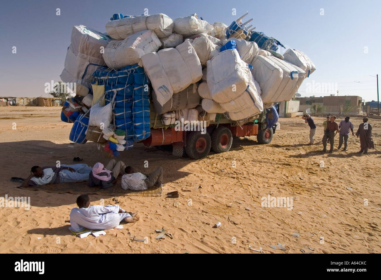 Totally overloaded truck at the oasis of Kufra, Kufrah, Al Kufrah ...