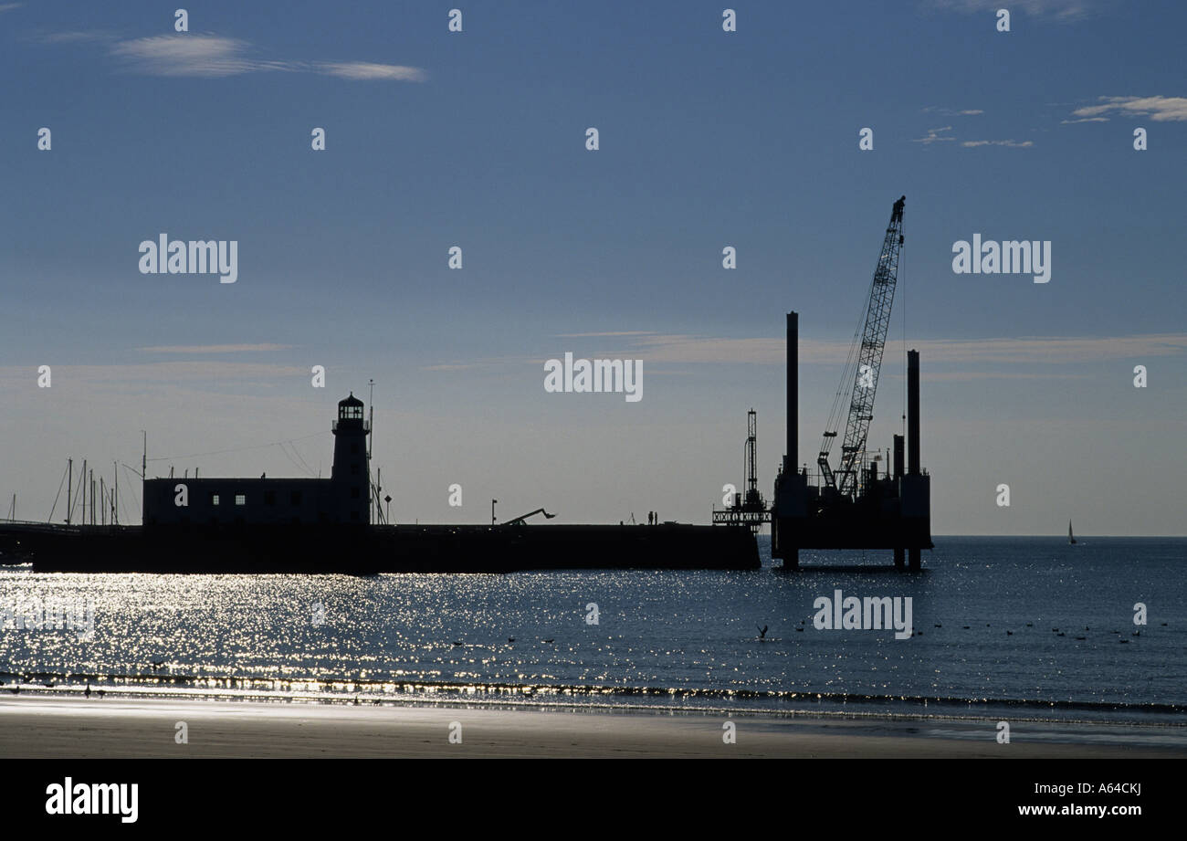Sea defence work,Scarborough pier Stock Photo - Alamy
