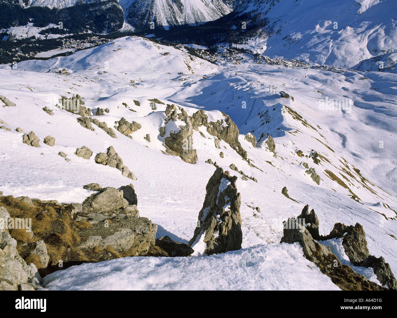 view from mount weisshorn to skiers area and resort of arosa region of ...