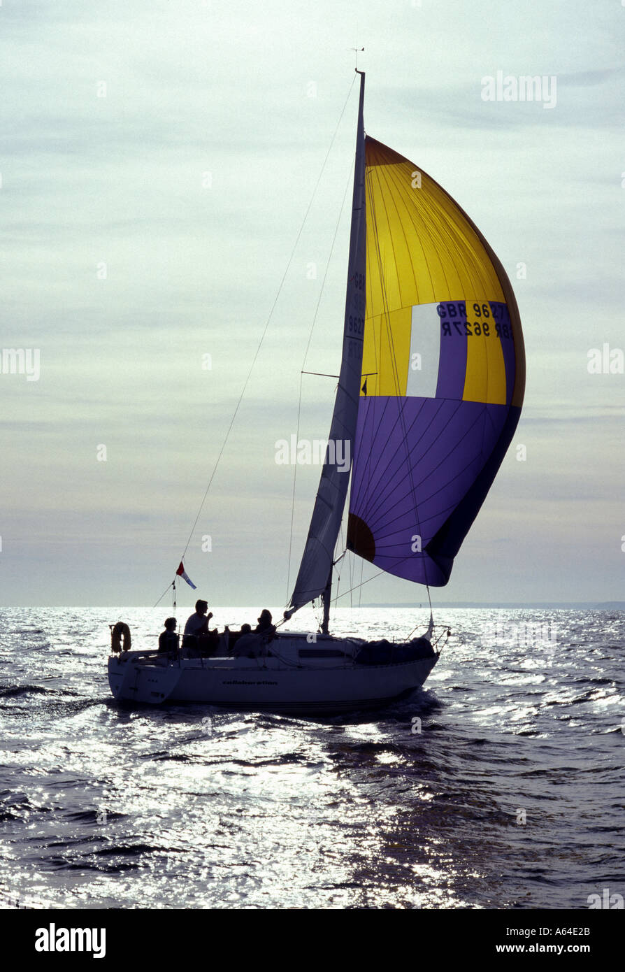 Yacht with spinnaker Stock Photo - Alamy