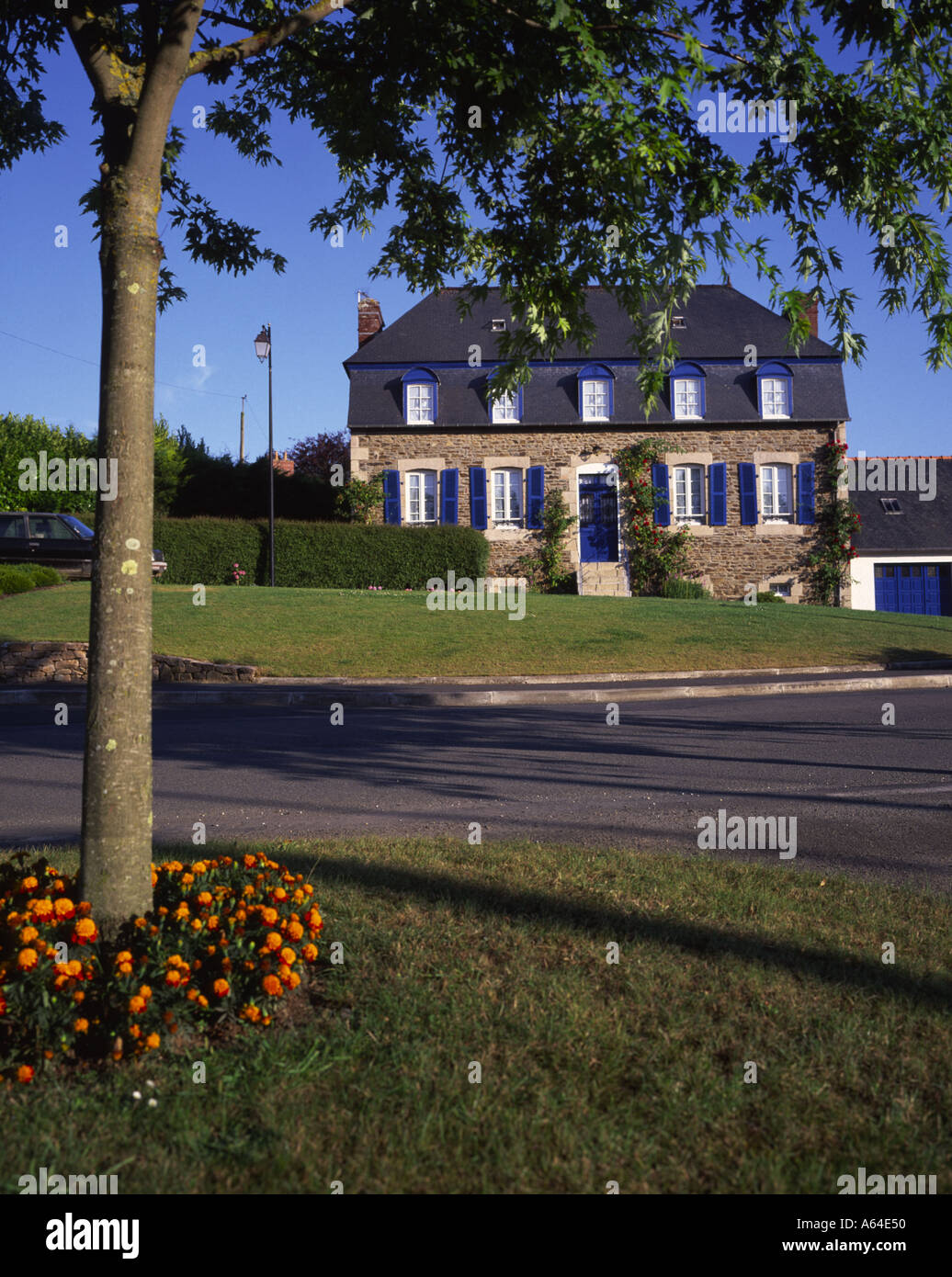 France Brittany Pontrieux typical French house in suburbs Stock Photo ...
