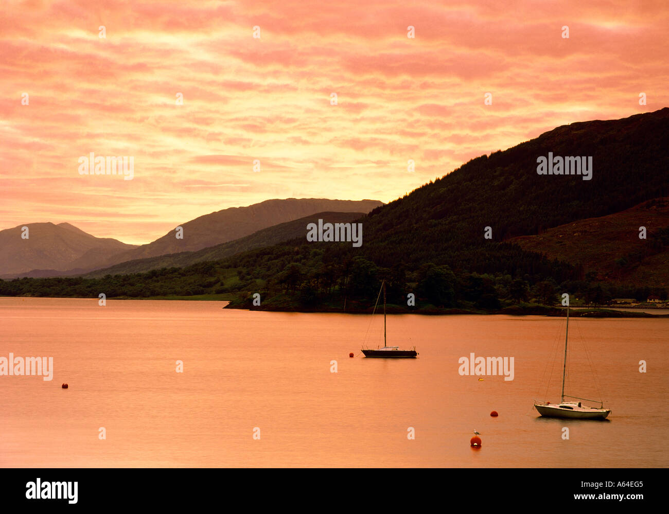 Sunset over Loch Leven from Glencoe Scotland Stock Photo - Alamy