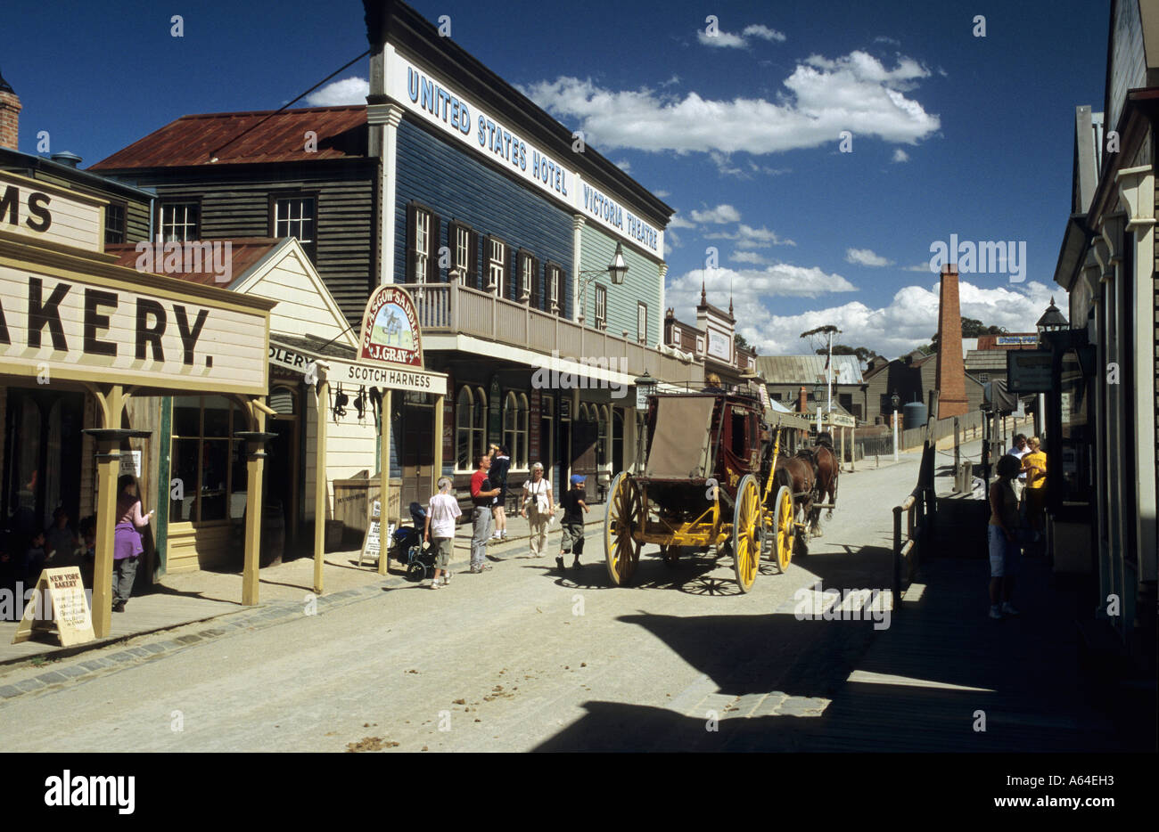 Main street in Sovereign Hill, Ballarat, Victorian Goldfields, Victoria ...