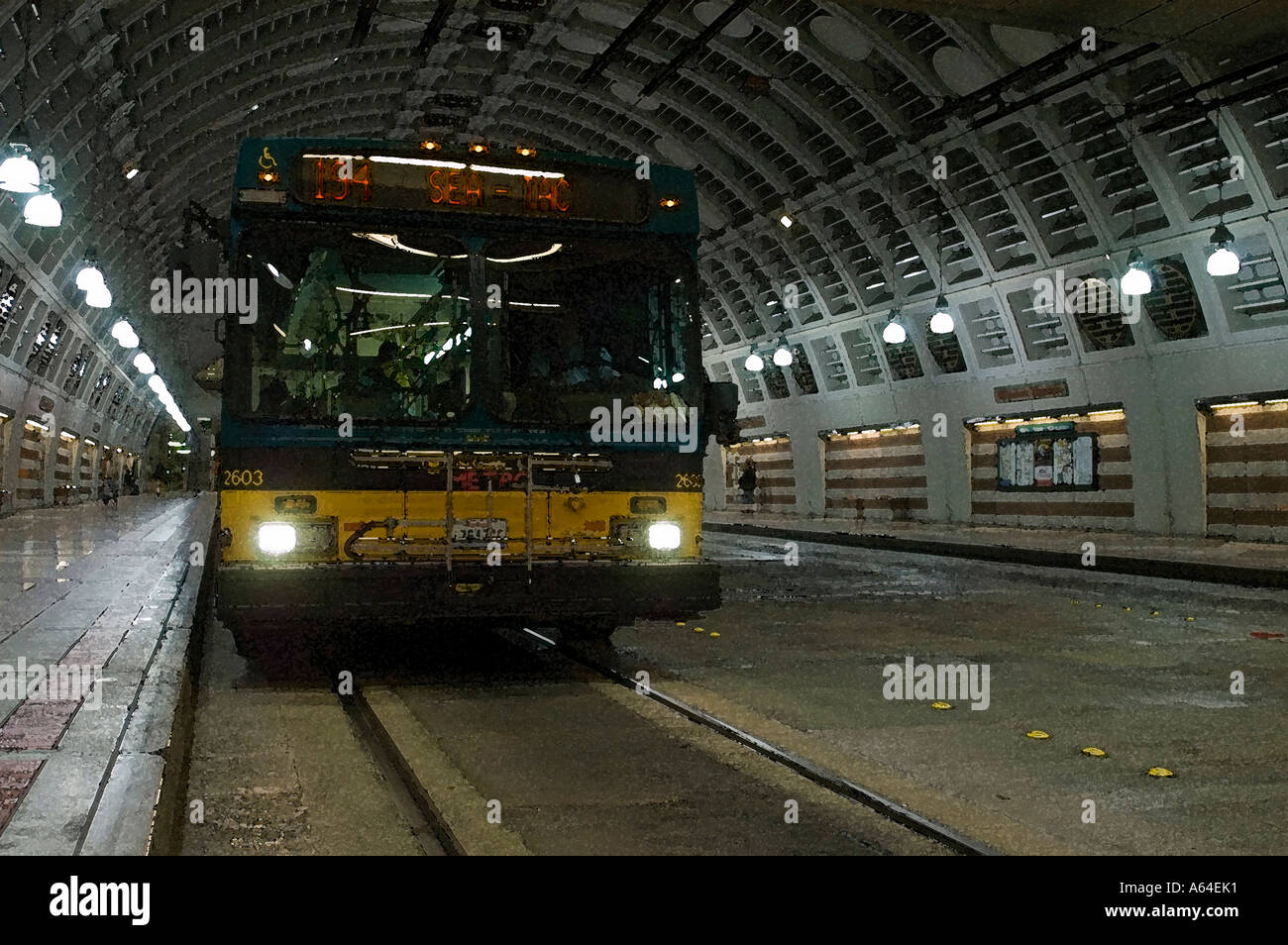 Bus in a tunnel, Seattle, Washington, USA Stock Photo - Alamy