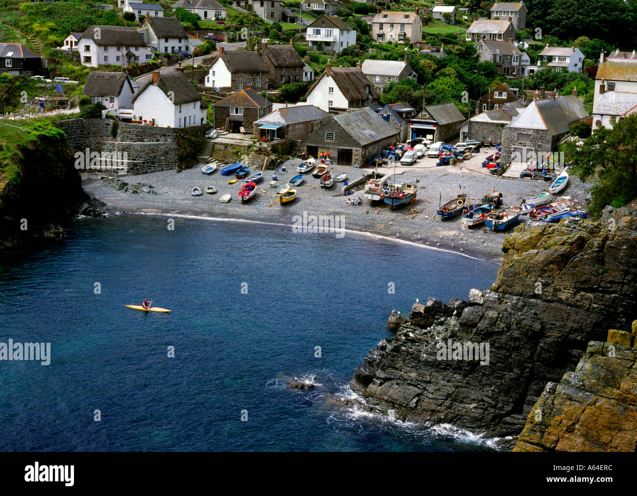 Cadgwith fishing village on the East Coast of the Lizard peninsula in ...
