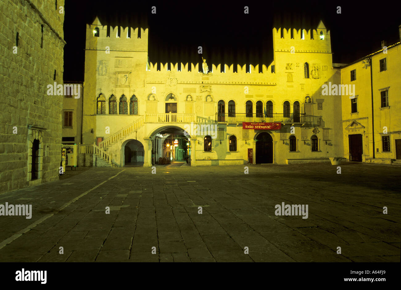 City square of Koper with praetorian palace, Primorska region, Slovenia ...