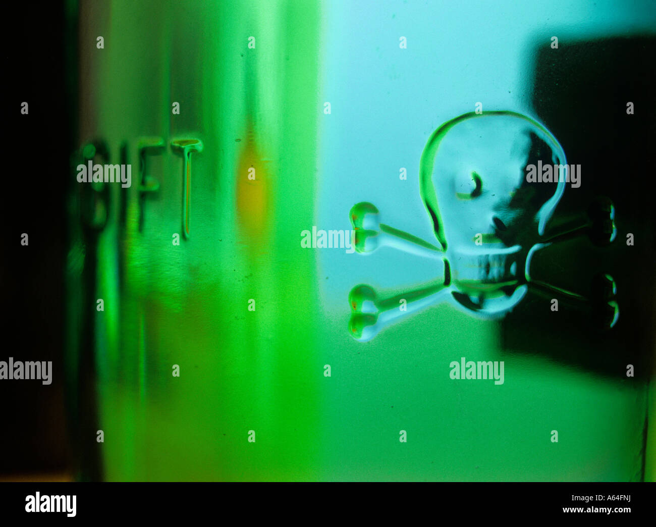 skull and cross bones warning in german letters of toxic substances ...