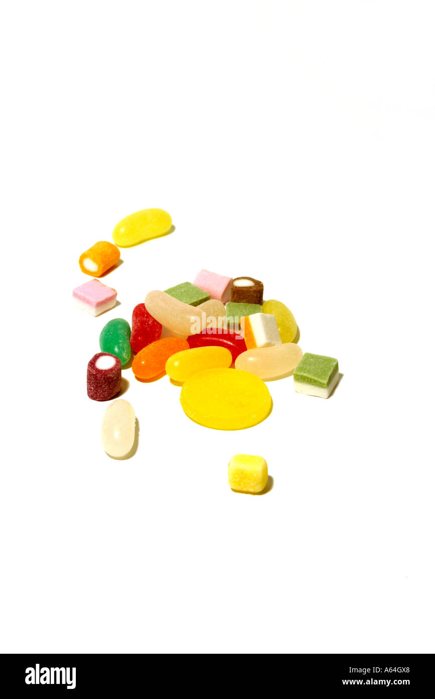 Sweets and candies on a white background Stock Photo - Alamy