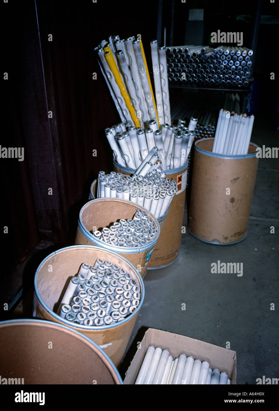 used neon lamps for waste disposal and recycling Stock Photo - Alamy