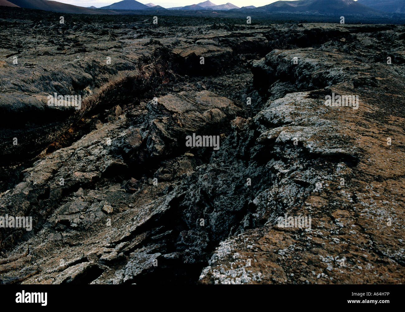 old lava flows region of fire mountains or malpais island of lanzarote ...