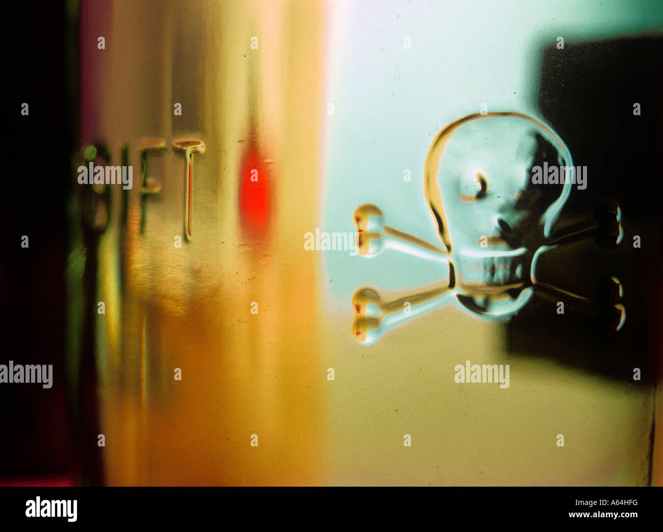 skull and cross bones warning in german letters of toxic substances ...