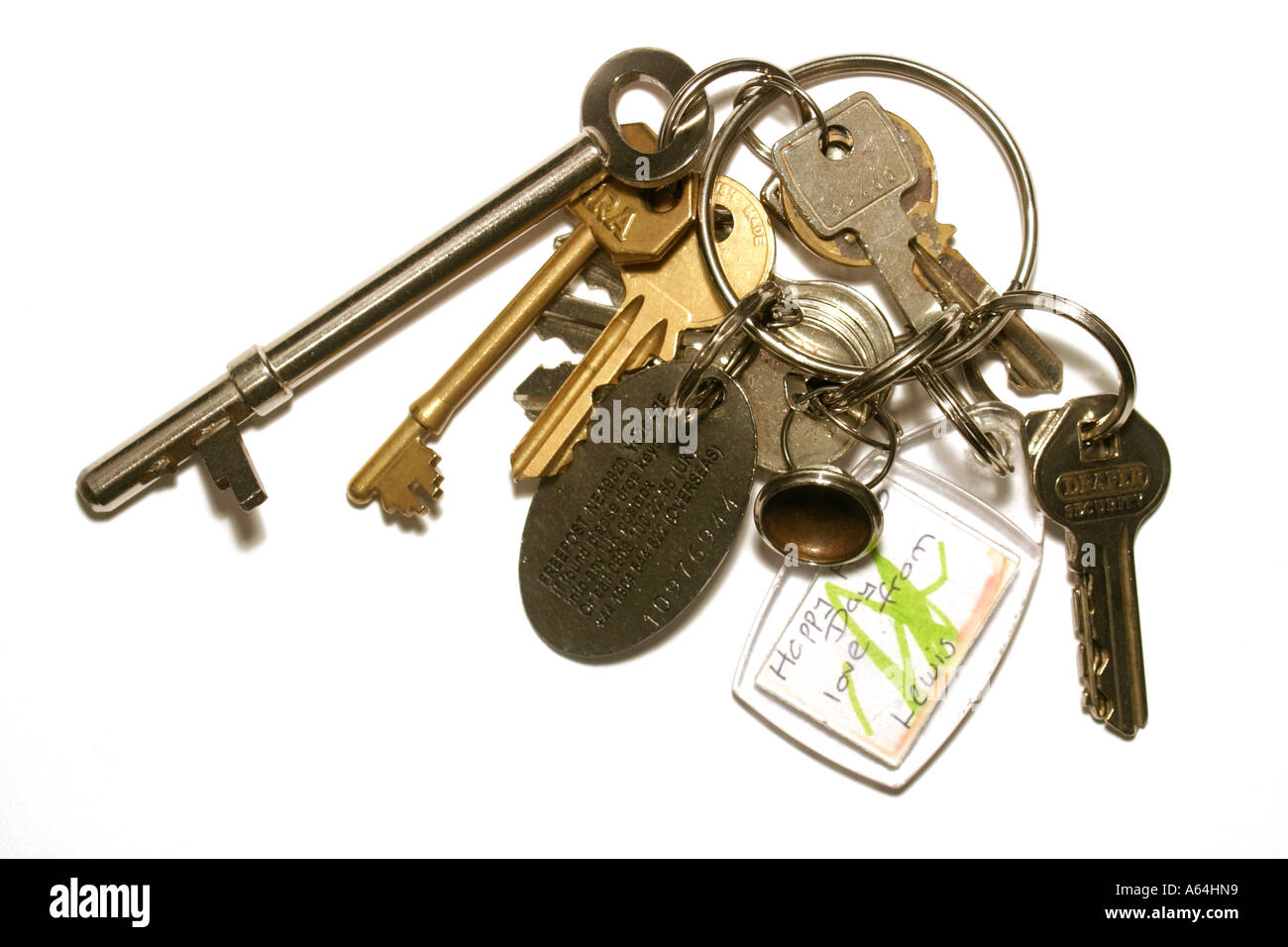 Keys on a key ring Cut Out Stock Images & Pictures - Alamy