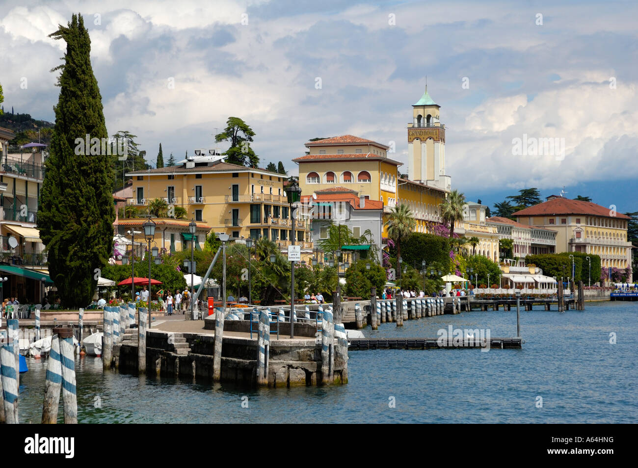 The harbour area Gardone Riviera Lake Garda Italy Stock Photo - Alamy