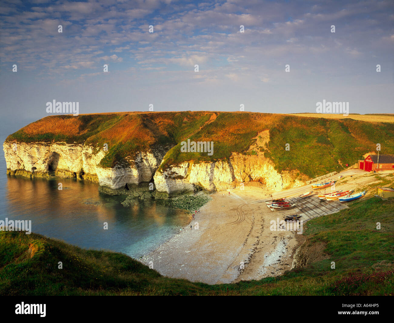 The Chalk cliffs of Flamborough at the North Landing East Yorkshire ...