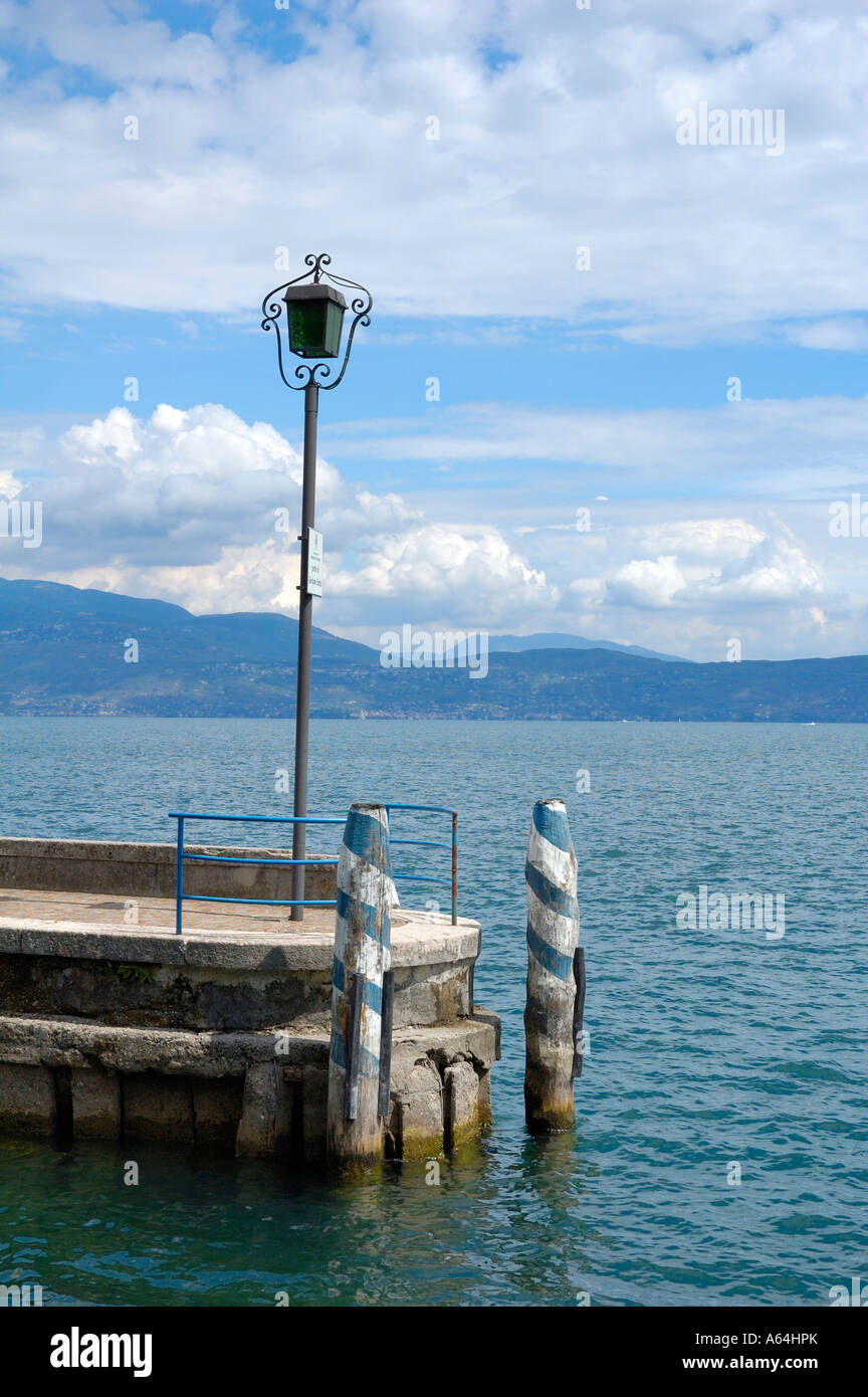 The end of the harbour jetty Gardone Riviera Lake Garda Italy Stock ...