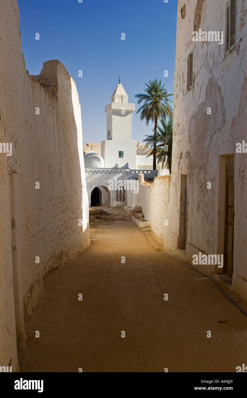 White mosque in the historic center of Ghadames, Ghadamis Stock Photo ...