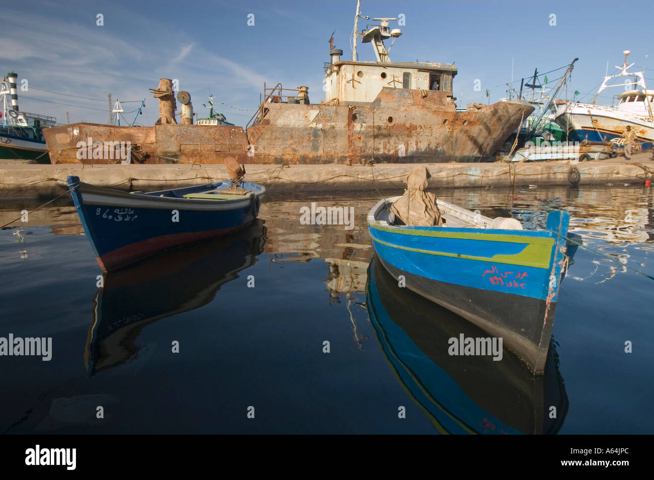 Boats and ships in the harbour of Tripolis, Tripoli, Libya Stock Photo ...