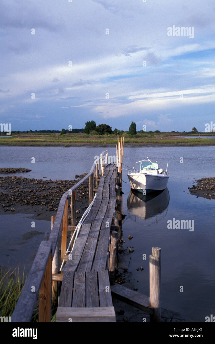 Florida fl Cedar Key fishing boat old pier Stock Photo - Alamy