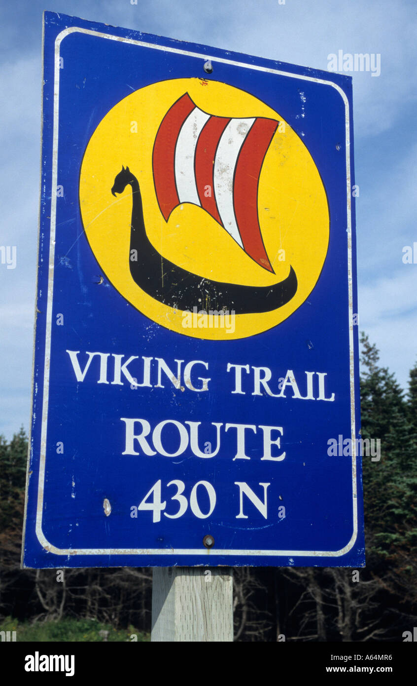 Road sign of the Viking Trail, Newfoundland Stock Photo - Alamy