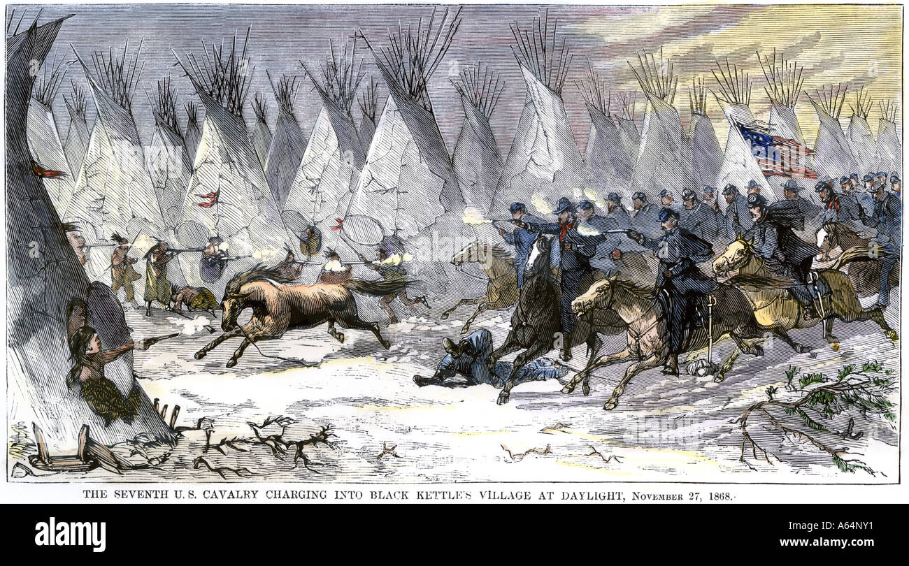 Colonel John Chivington leading US Cavalry massacre of Chief Black ...