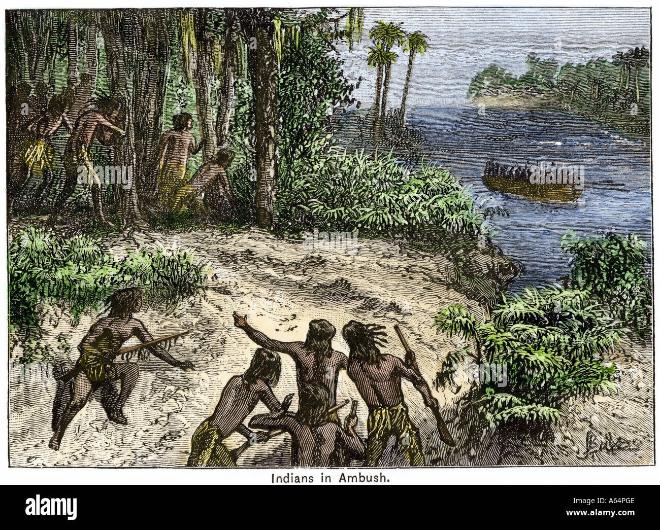 Seminole Indian warriors preparing to ambush US Army troops near Fort ...